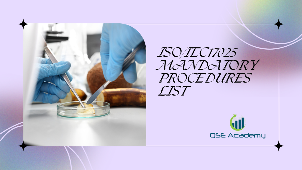 ISO/IEC 17025 Mandatory Procedures List for Labs